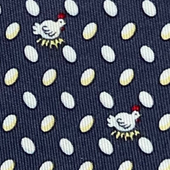 Hermes | Accessories | 0 Real Hermes Tie Navy Blue W Fun Chickens Hens ...